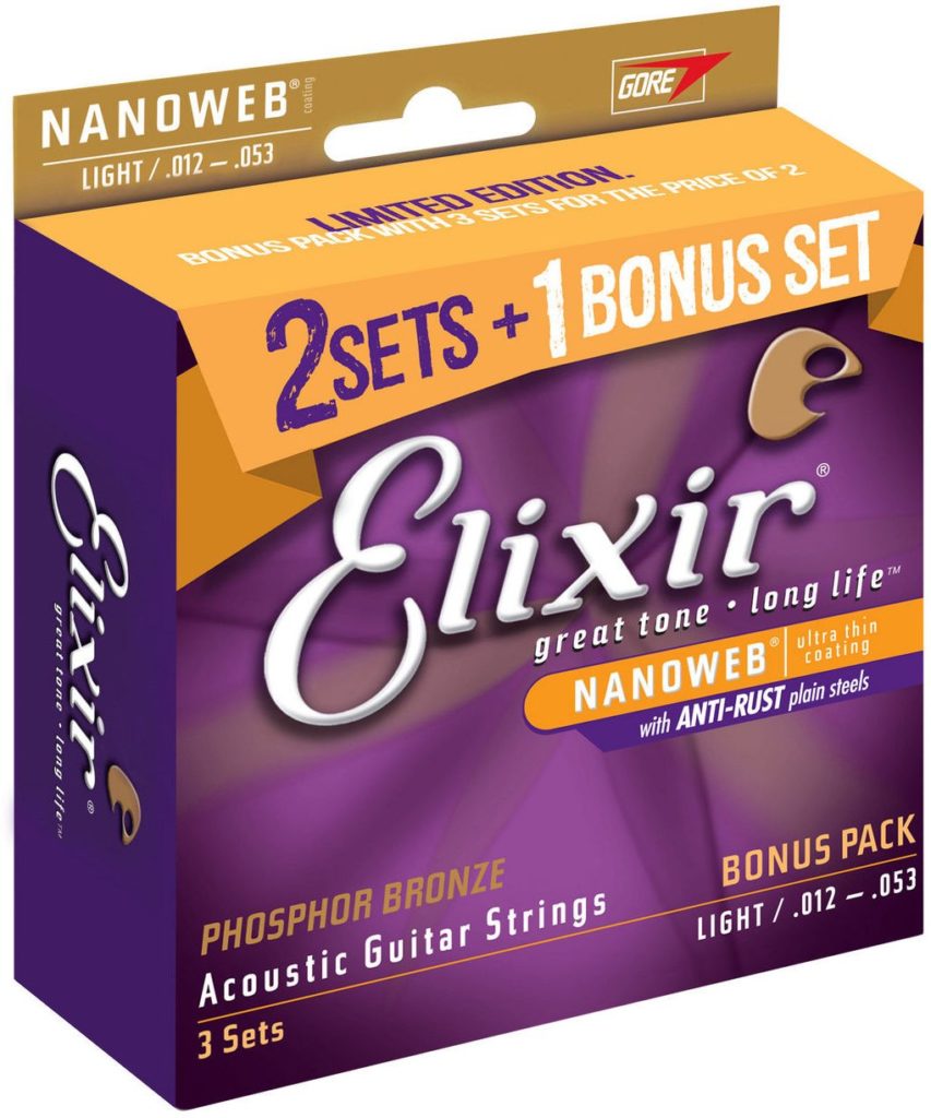 Elixir-16052-3-pack-Nanoweb-Light- Diamond Guitars
